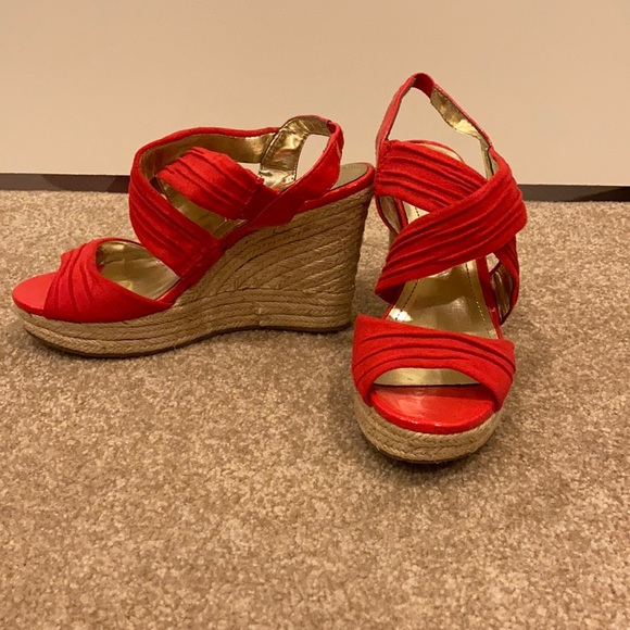 Style & Co. | Shoes | Red Top Woven Bottom Wedge Heels | Poshmark